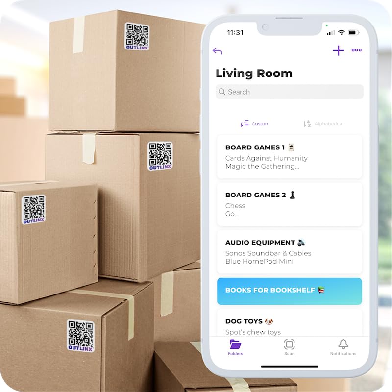 OUTLINX QR Smart Stickers | Stick Digital Notes to Your Things | The Original 4-Pack Bundle 32x Stickers