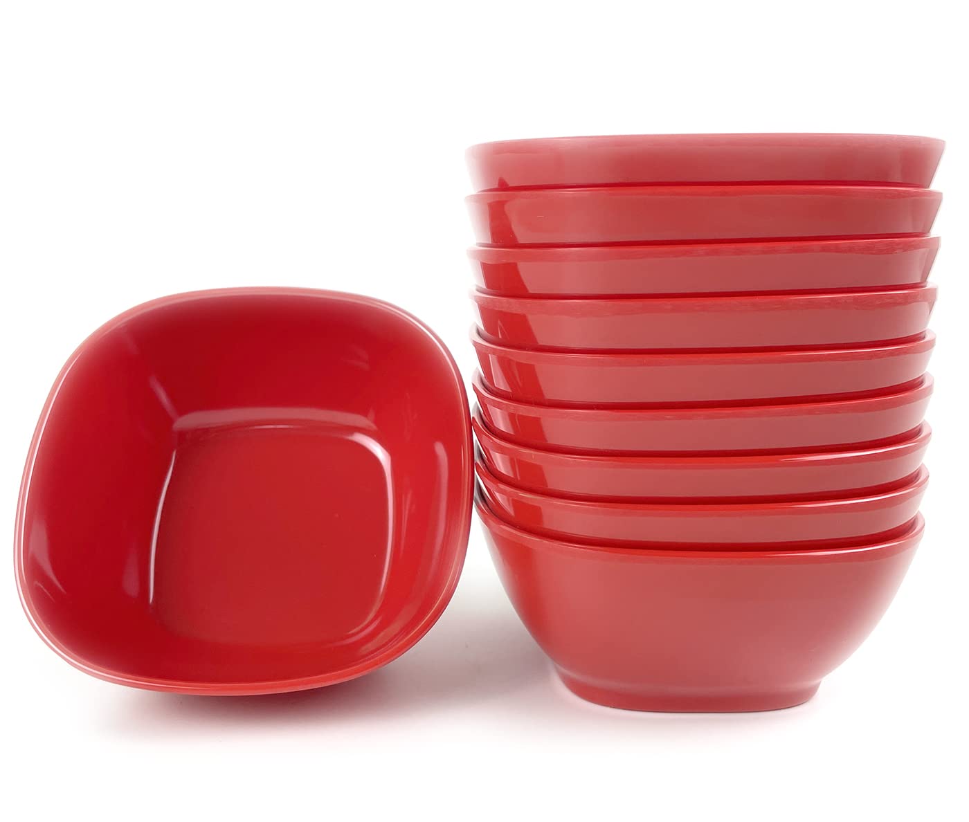 EWEIGEER 4.4-inch Melamine Dessert Bowl Kids Plastic Bowls,Small Bowl For Ice Cream Snacks Rice Salad Soup Cereal.Set of 10(Red)