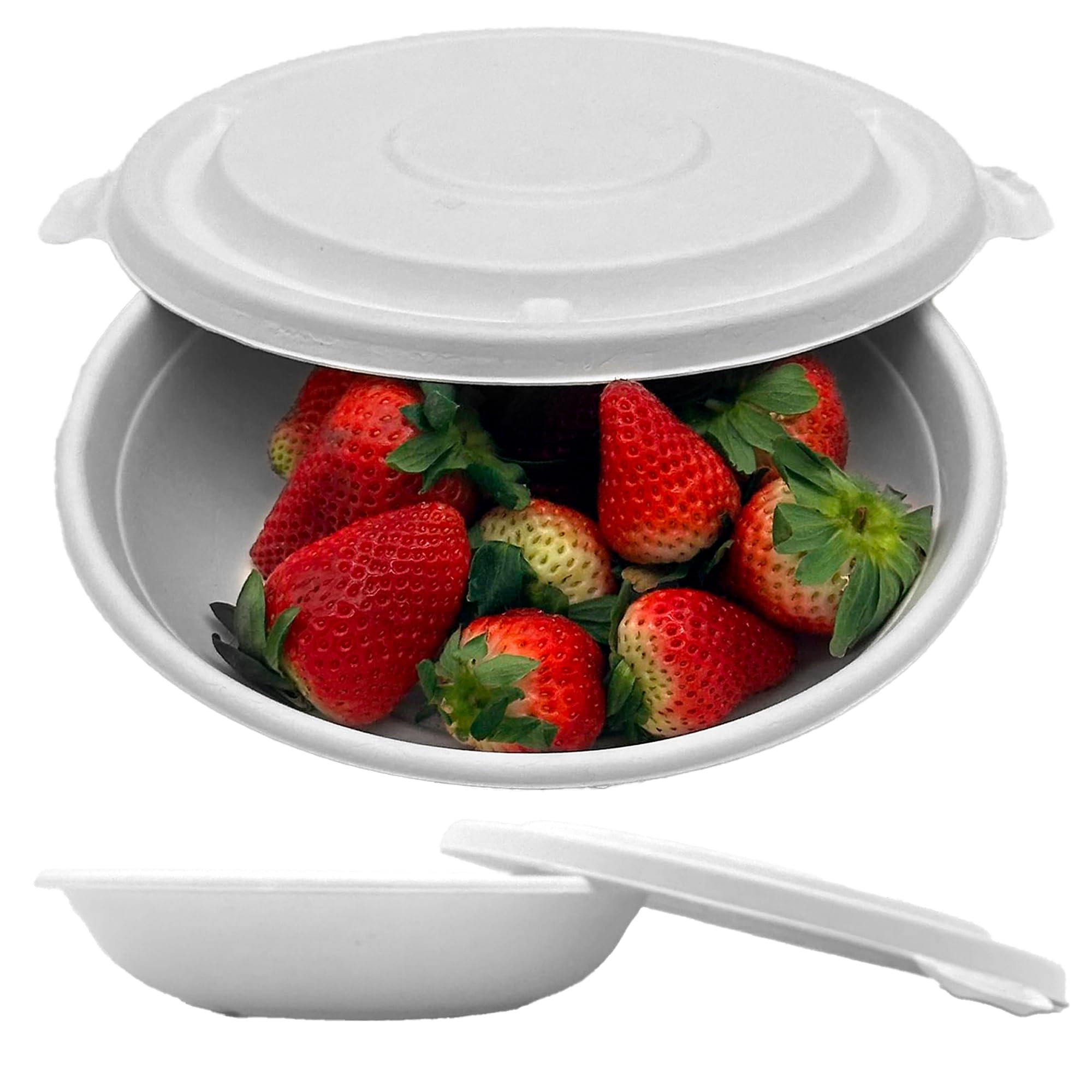 Earth's Dreams 25-Pack 24oz 100% Compostable Bowls With Lids, Eco-Friendly Bagasse Sugarcane Fiber Paper Bowls/Disposable Bowls - Hot Soup Or Breakfast Bowls -Kid-Friendly Or Disposable Pet Bowls