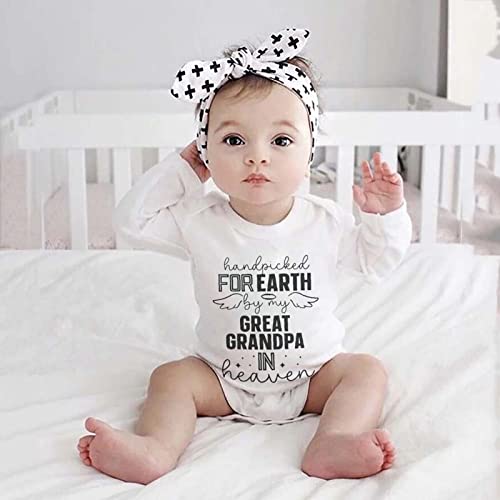 Handpicked for Earth by My Great Grandpa in Heaven Funny Baby Pregnancy Announcement Bodysuits White