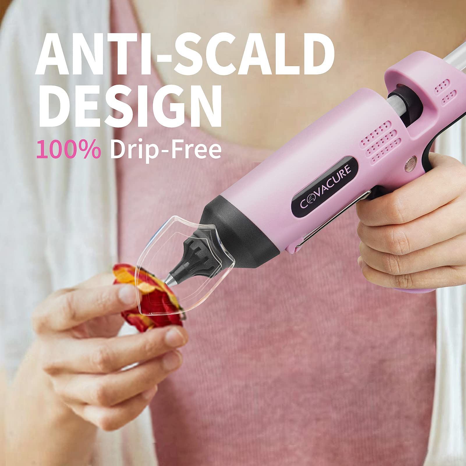COVACURE Hot Glue Gun 60W/100W with 20 PCS Full Size Glue Sticks - Fast Preheating & Drip Proof Glue Gun Kit for Adults & Kids, Ideal for Arts, Craft, DIY, Decorations, Fast Repairs
