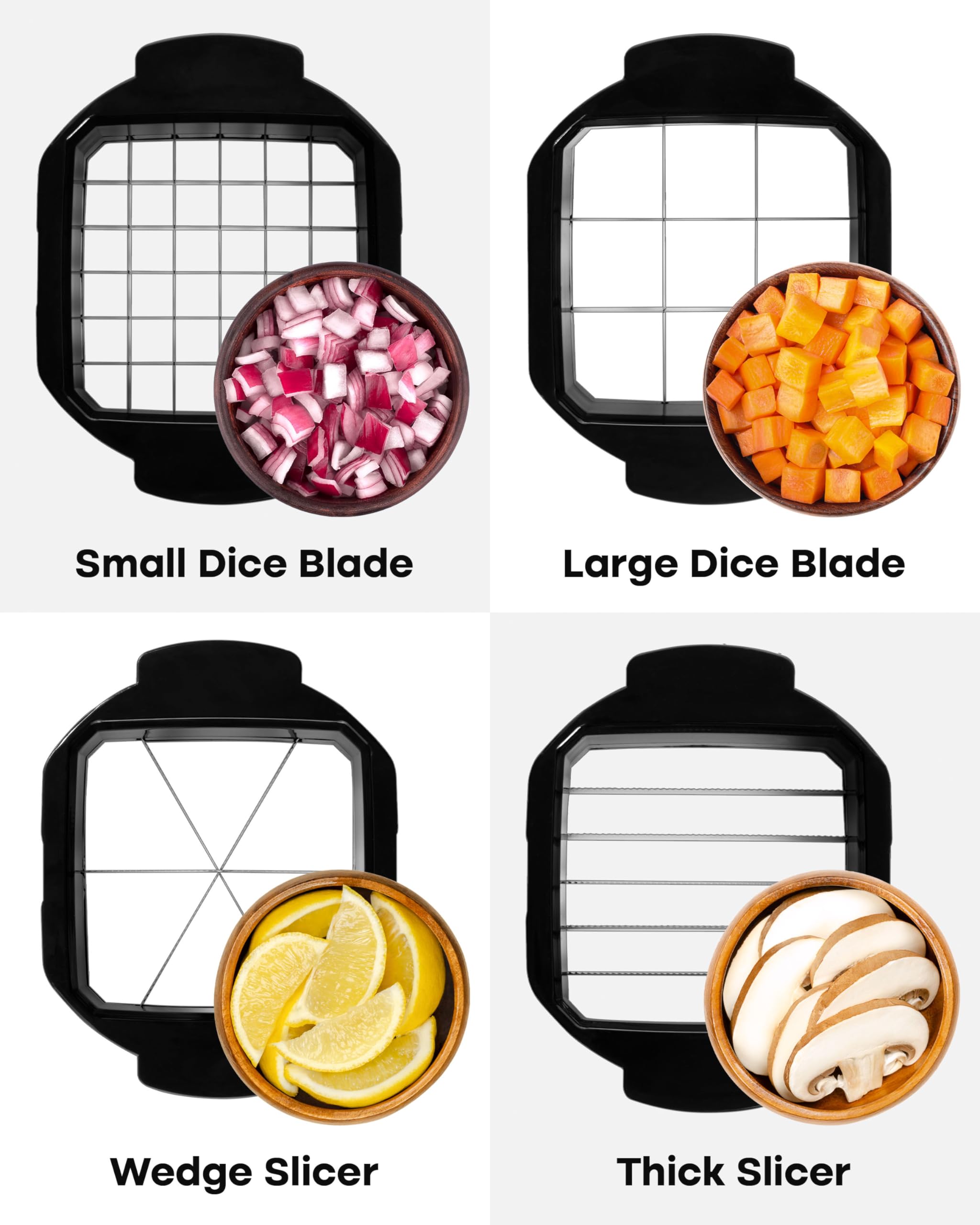 Handy Chopper - Hand Held Veggie, Fruit, & Food Chopper with 4 Blades, Container, & Lid - Manual Vegetable Slicer, Dicer, Cutter for Onion, Salad & More - Dishwasher Safe Onion chopper Kitchen Gadget