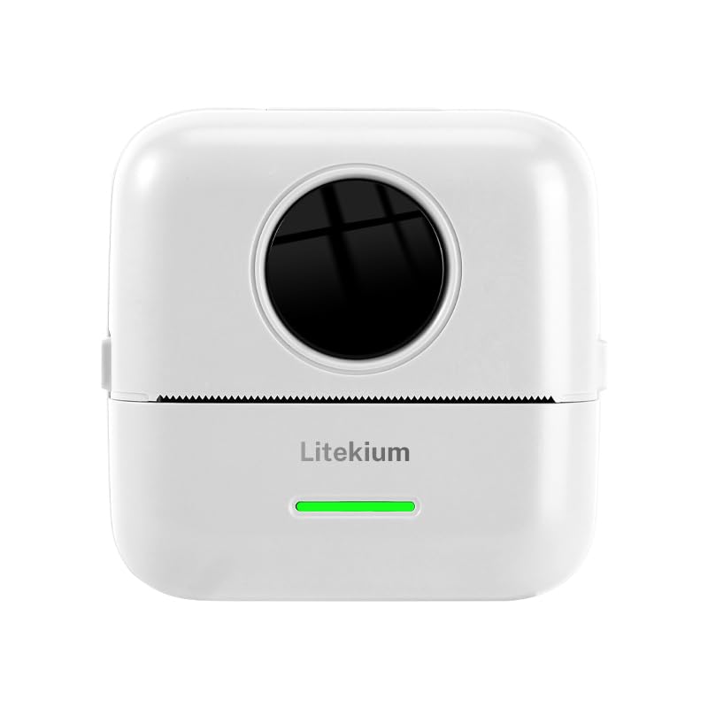 Litekium Portable Mini Printer Thermal Inkless Sticker Maker, Bluetooth Printer for Phone, Wireless Label Printer with Tape