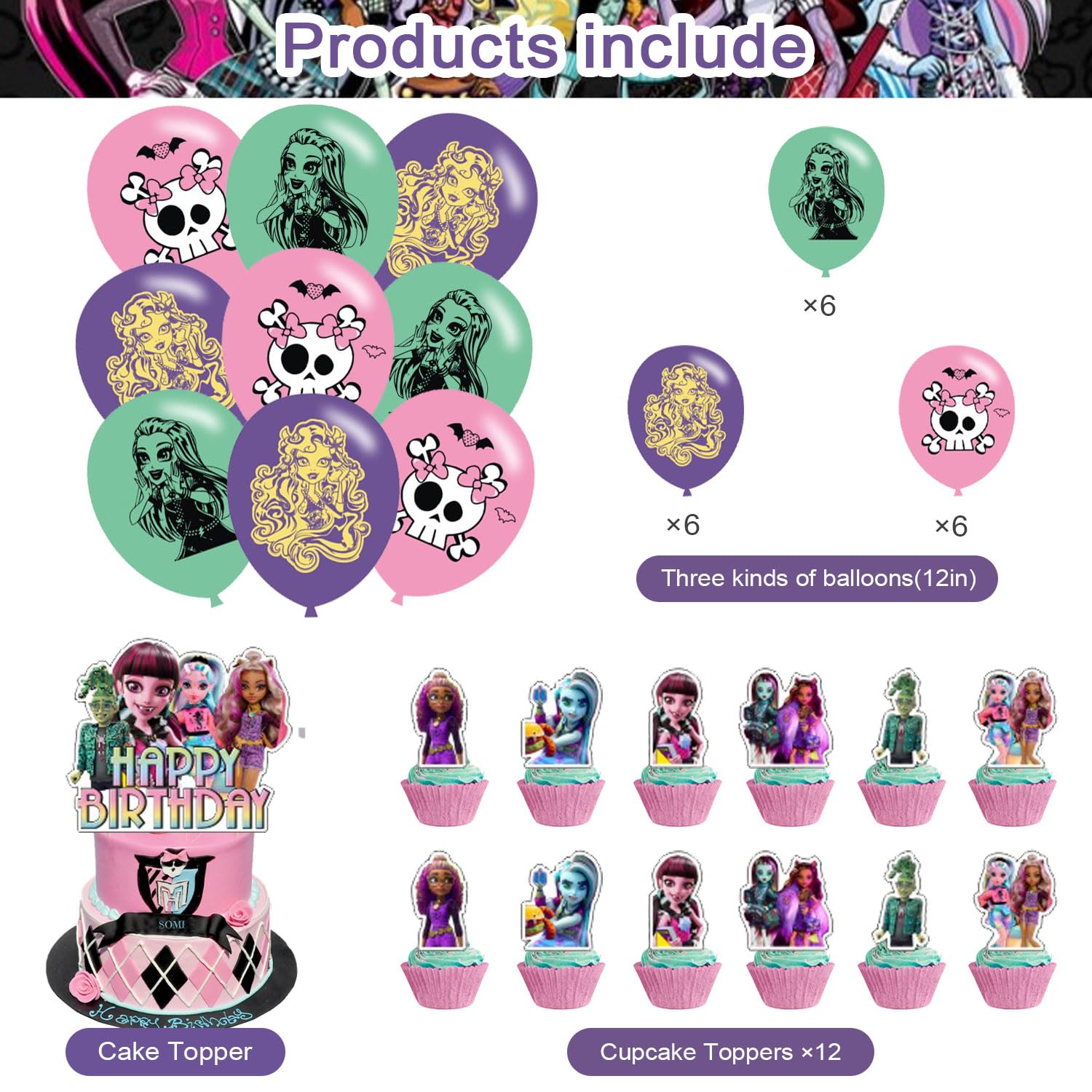 Generic ๐๐ธ๐ท๐ผ๐ฝ๐ฎ๐ป ๐๐ฒ๐ฐ๐ฑ Birthday Party Decoration, ๐๐ธ๐ท๐ผ๐ฝ๐ฎ๐ป ๐๐ฒ๐ฐ๐ฑ Include Kids Theme Birthday Banner, Cake Topper, Latex Balloons for Fans Birthday Party Supplies, Green