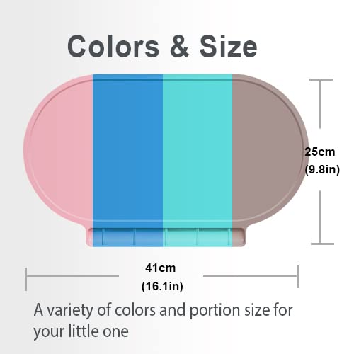 Silicone Kids Placemats, Food Catching Placemats for Kids Baby Toddler, Reusable Table Mats for Dining Table, 2Set, Dark Blue/Gray