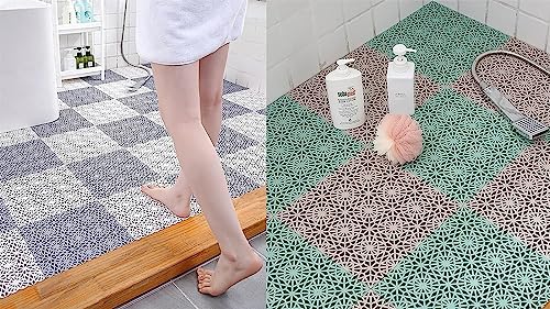 Modular Garage Flooring Tile - Interlocking Soft PVC, 12"x12" Pool Patio Floor, Non-Slip Splicing Floor Mat, Interlocking Drainage Mats Outdoor Indoor (B)