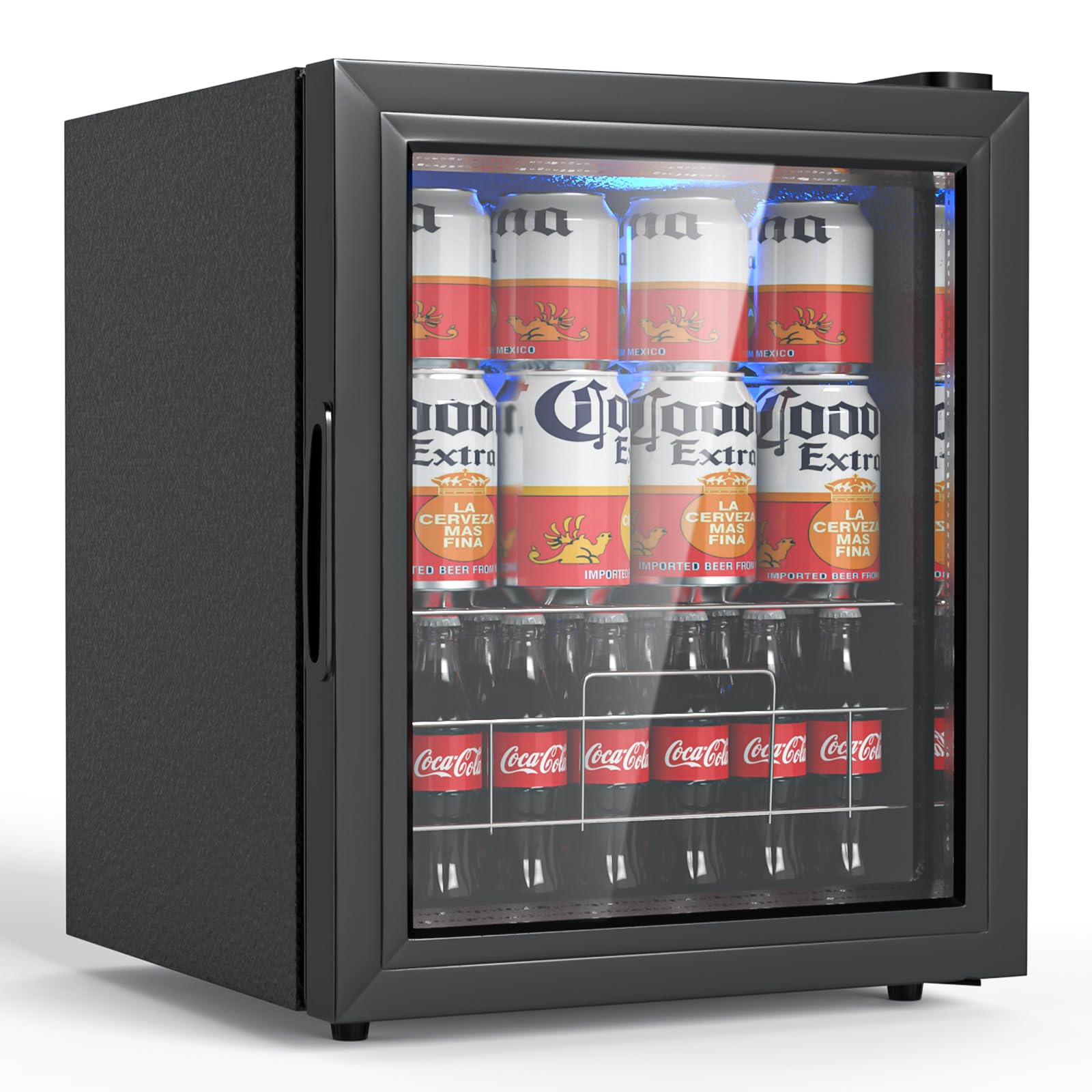 Kazigak Beverage Refrigerator and Cooler 1.76 Cu Ft with Glass Door, Adjustable Temperature Control for Soda, Beer, and Wine Mini Fridge for Home, Office, Dorm and More Black
