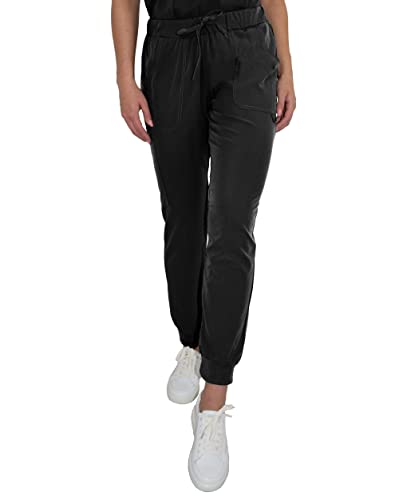 JDM Uniforms Women's 5 Pocket Jogger Scrub Pant Medical Nursing Black-Large