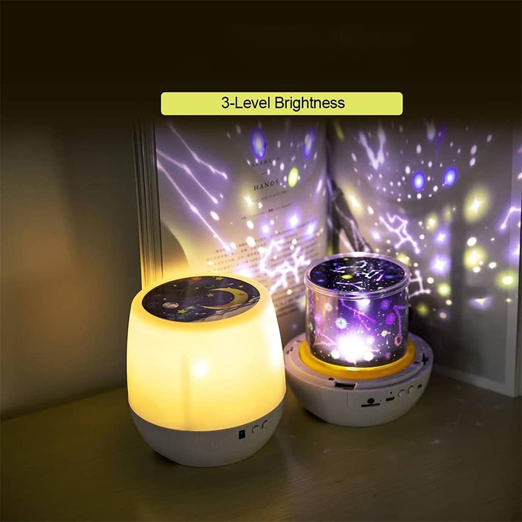 FZZDP Colorful Starry Projector Night Light Rotation Starry Moon Night Lamp USB Charging for Birthday Gift Romantic Baby Children