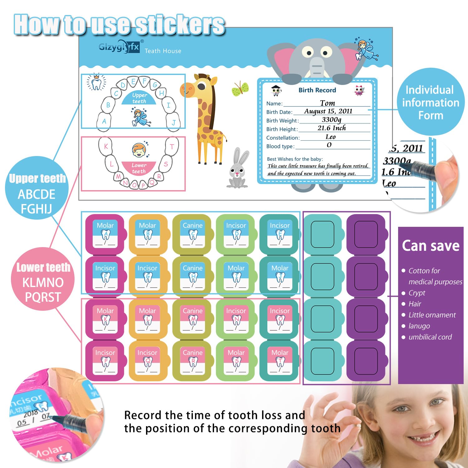 Glzyglyfx Tooth Fairy Box, Tooth Keepsake Box, Stores Lost Teeth for Kids,Baby Teeth Storage for Boys and Girls,PP Material Tooth Holder for Kids Baby Shower & Birthday Gift Keeping The Child Memory.