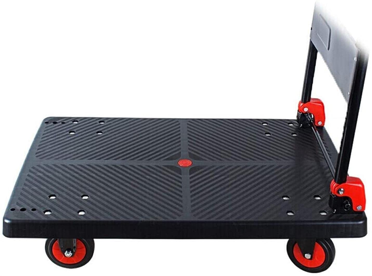 Generic Folding Cart with Wheels, Push Cart Hand Trucks Utility Carts Platform Trucks, 4 Wheels Foldable Heavy Duty Trolley, Maximum Load 440lb (Size : 73 * 47CM)