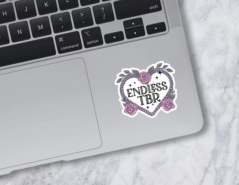 Miraki Endless TBR Sticker, Book Lover Sticker, Romance Sticker, Reading Sticker, Bookish Sticker, Water Assitant Die-Cut Vinyl Booktok Decals for Laptop, Phone, Water Bottles, Kindle Sticker