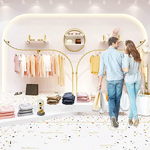 HIYOUGO Heavy Duty Clothing Rack for Boutiques - 200 lbs Capacity Metal Wall Mounted Display - Creative S Shape Design for Shirts and Garments - Ideal for Retail Stores and Commercial Use