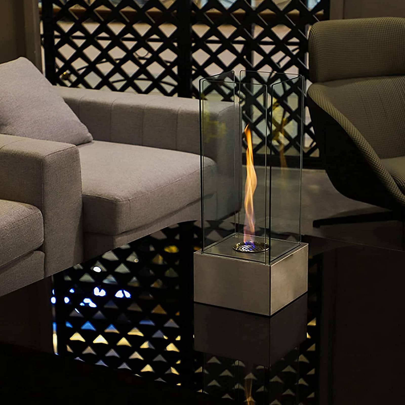Exception Vertical Bio Ethanol Fireplace, Portable Fire Bowl, Freestanding Patio Fire Pit, for Indoor Outdoor Use