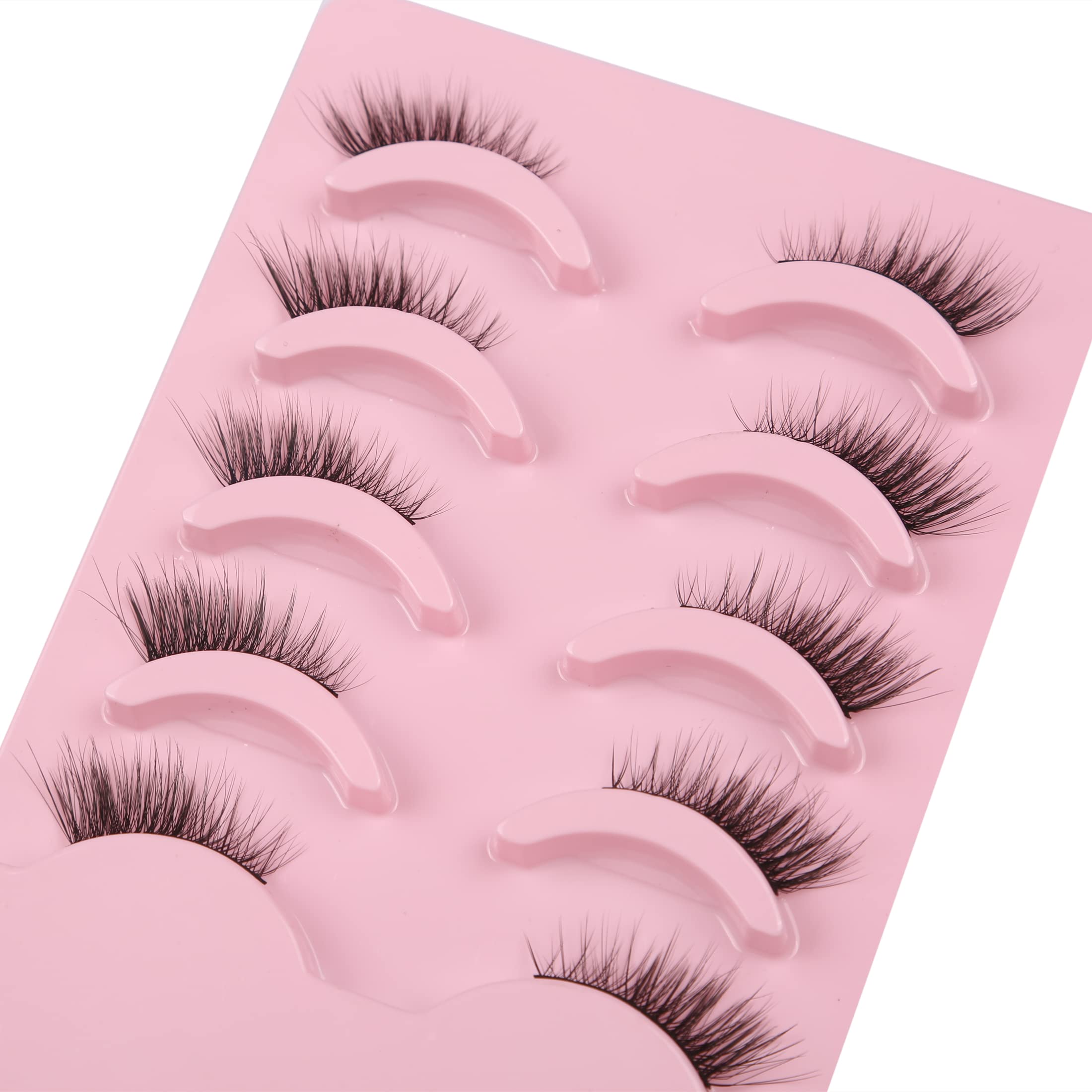 Himirell Half Lashes Natural Look Cat Eye Lashes Short Accent Corner False Eyelashes Look Natural Faux Mink Lashes 5 Pairs Pack