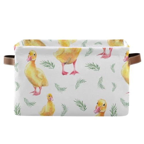Cute Watercolor Duck Storage Basket Bins Foldable Laundry Hamper Toy Storage Bins Box Organizer for Living Room Clothes Nursery Closet Shelf Playroom,1 pcs
