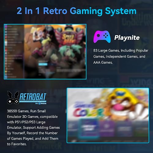 Retro Game Console with Built in 38633 Top Games, Emulator Console with Retrobat/Playnite Game Systems, 80+ Emulators, 83 AAA PC Game, Plug and Play Suitable for Handheld Game Consoles and Computers