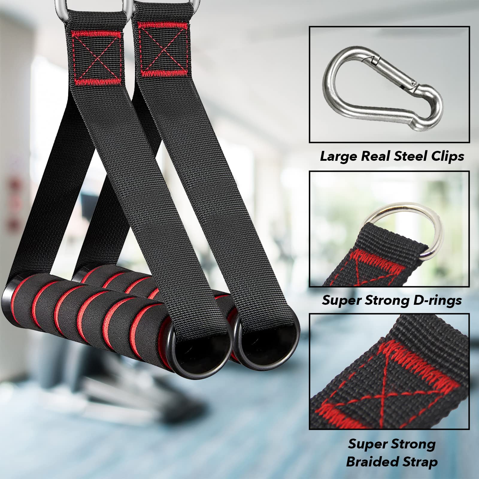 Elitecran Heavy Duty Gym Exercise Handle, Replacement Handle Attachments for Cable Machine Pulleys, Pilates, Yoga, Strength Trainer, Pull Down, Working Out Handles for Home Gym Red