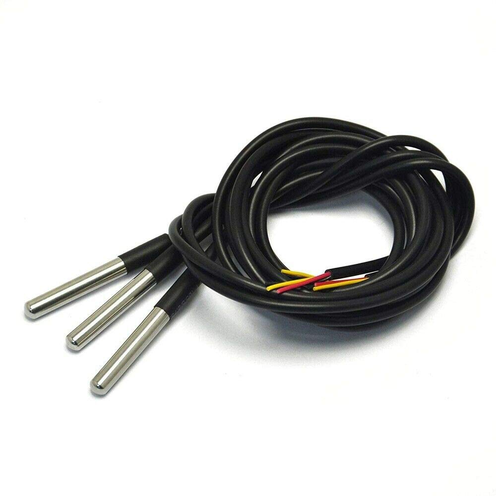 COVVY 3PCS DS18B20 Temperature Sensor Stainless Steel Probe, Accurate Reading, Measure Temperature -55°C to +125°C for Arduino