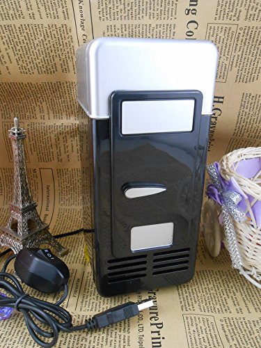 ThreeH New Mini Red USB Fridge Cooler Beverage Drink Cans Cooler/Warmer Refrigerator for Laptop PC Computer Black H-UF05Black