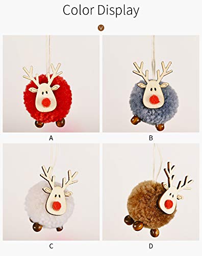 PartyYeah 24Pcs Christmas Cute Wool Felt Wooden Elk Antler Pendants Christmas Tree Decorations Cute Deer Craft Ornament for Christmas 2022 New Year Home Decor