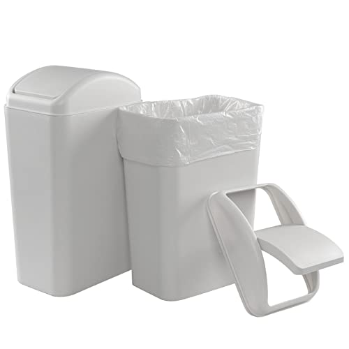 Jekiyo 12 Liter Slim Plastic Trash Can, Swing Lid Garbage Can, 2-Pack