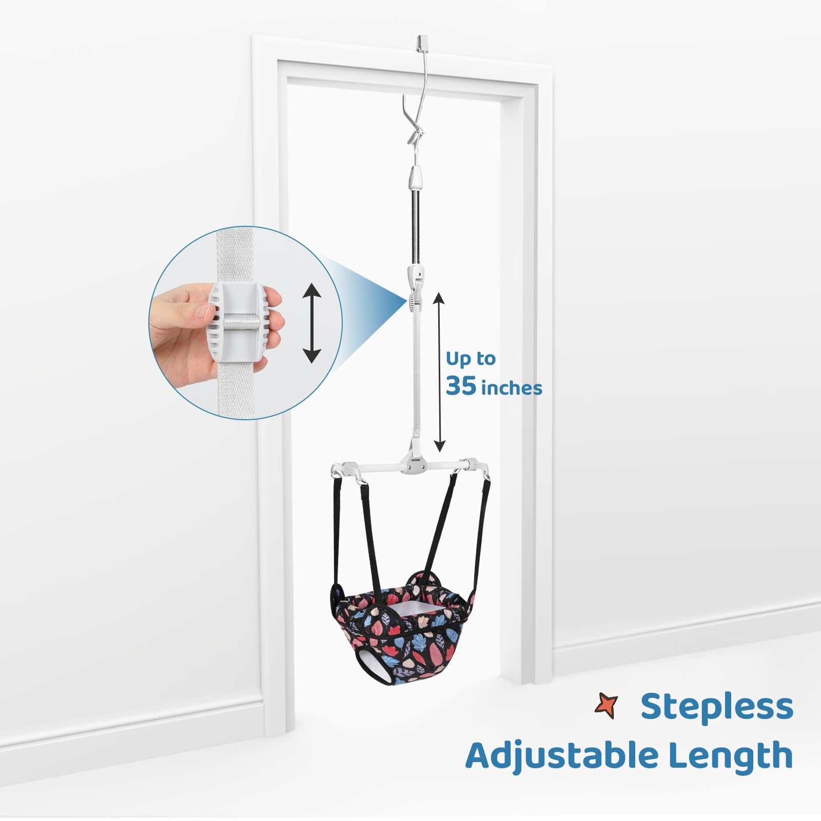 Cowiewie Door Jumper for Baby with Adjustable Seat and Strap, Fun Activity for 6-12 Months Baby Infant, Quiet Bear