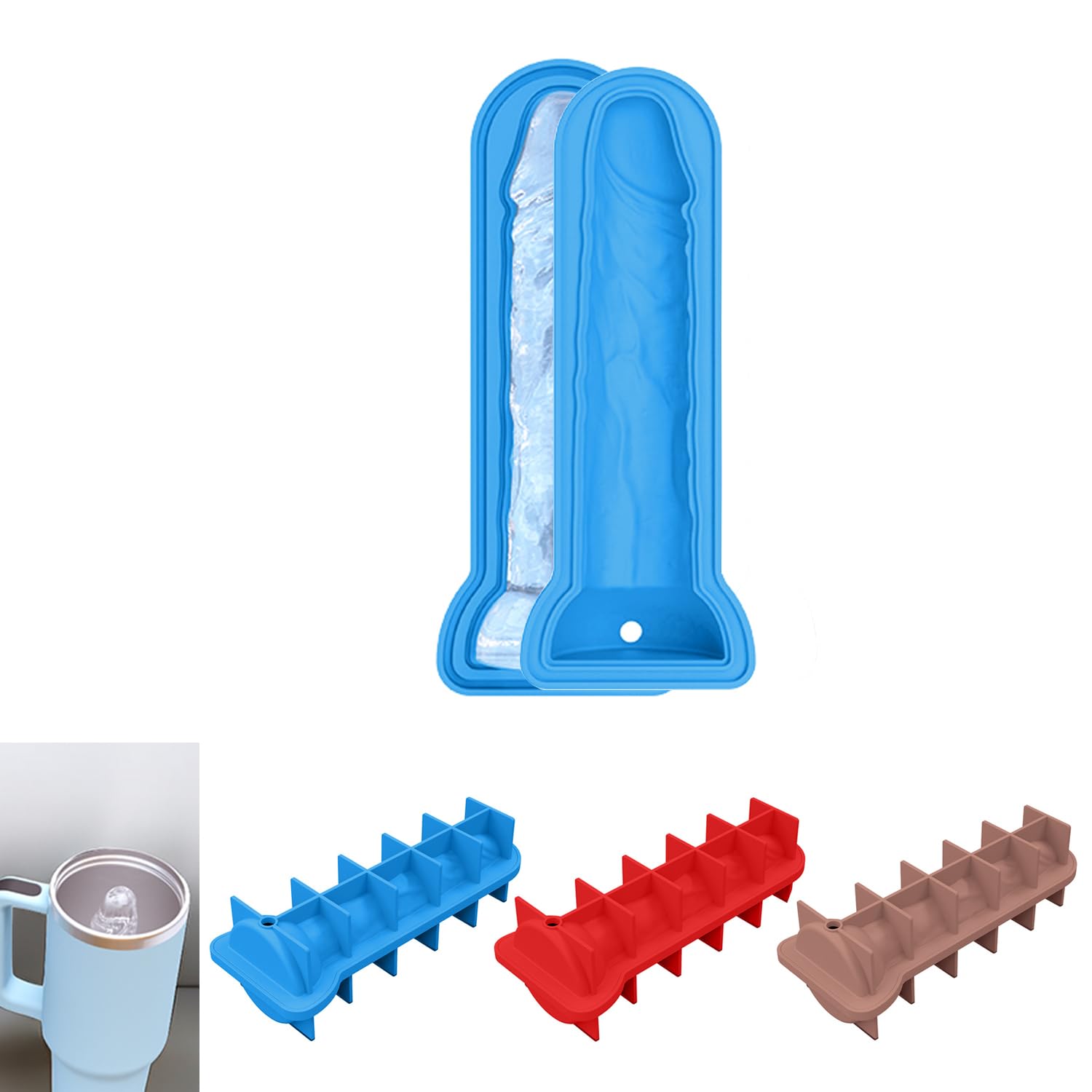 Generic Ice Cube Mold,Silicone Ice Cube Tray,Easy-Release Silicone Ice Cube Trays for Chilling Cocktails, Whiskey, Tea, Coffee - BPA Free Ice Cube Mold Gag (blue), conventional