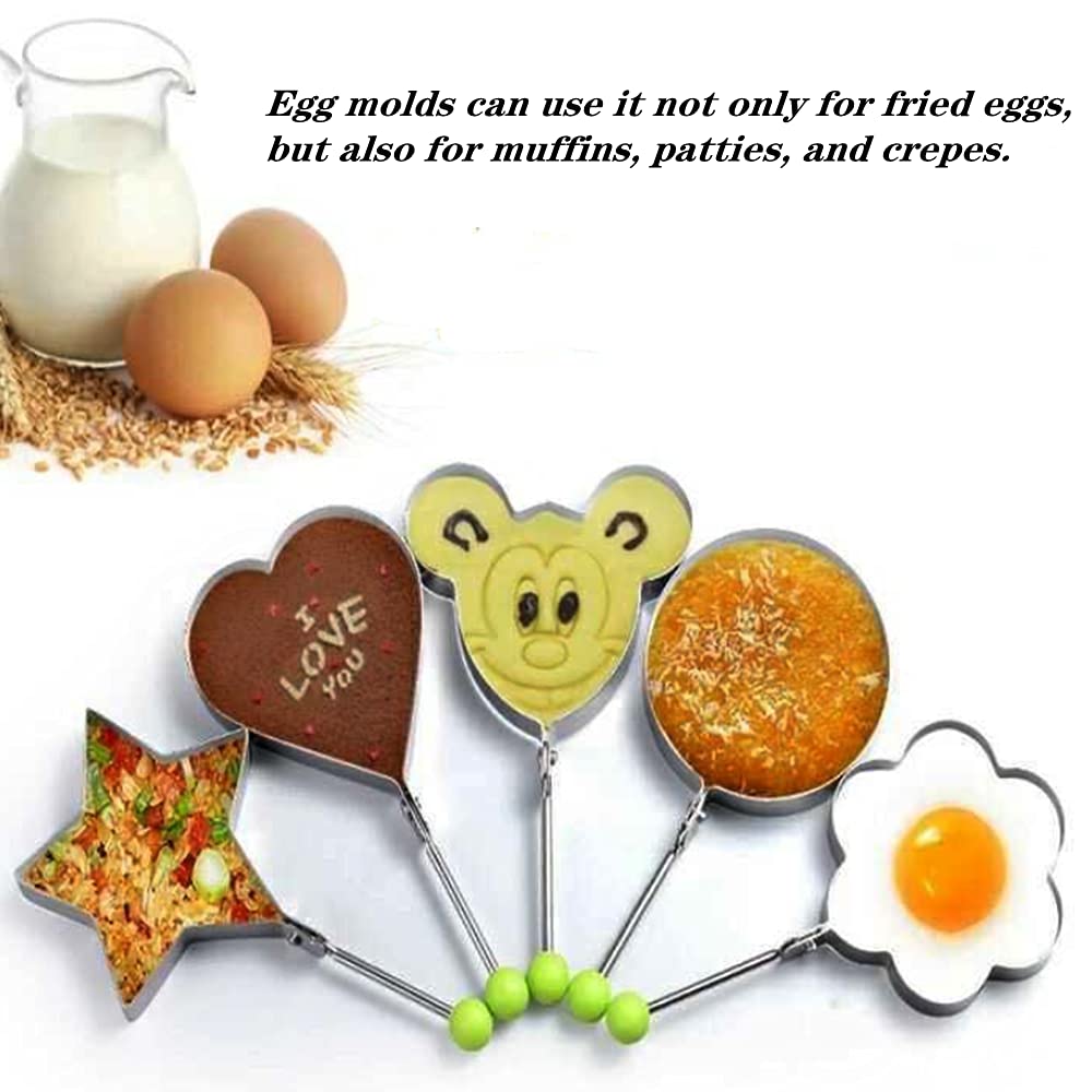 Fried Egg Mold Ring Set of 10 - Stainless Steel Non-Stick Egg Shaper Ring