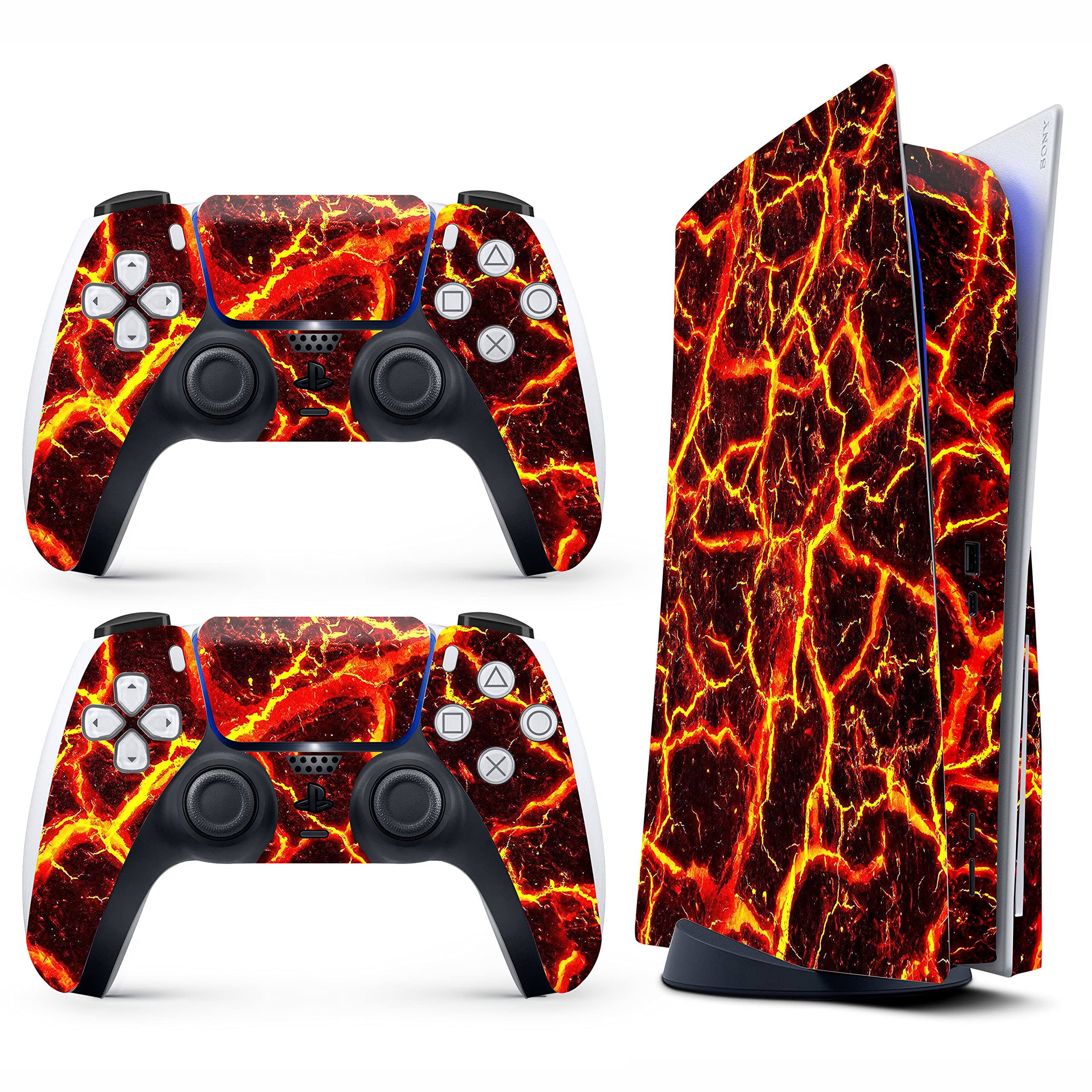 HK Studio Lava Art Decal Sticker Skin Specific Cover for PS5 Disc Edition - Waterproof, No Bubble, Including 2 Controller Skins and Console Skin