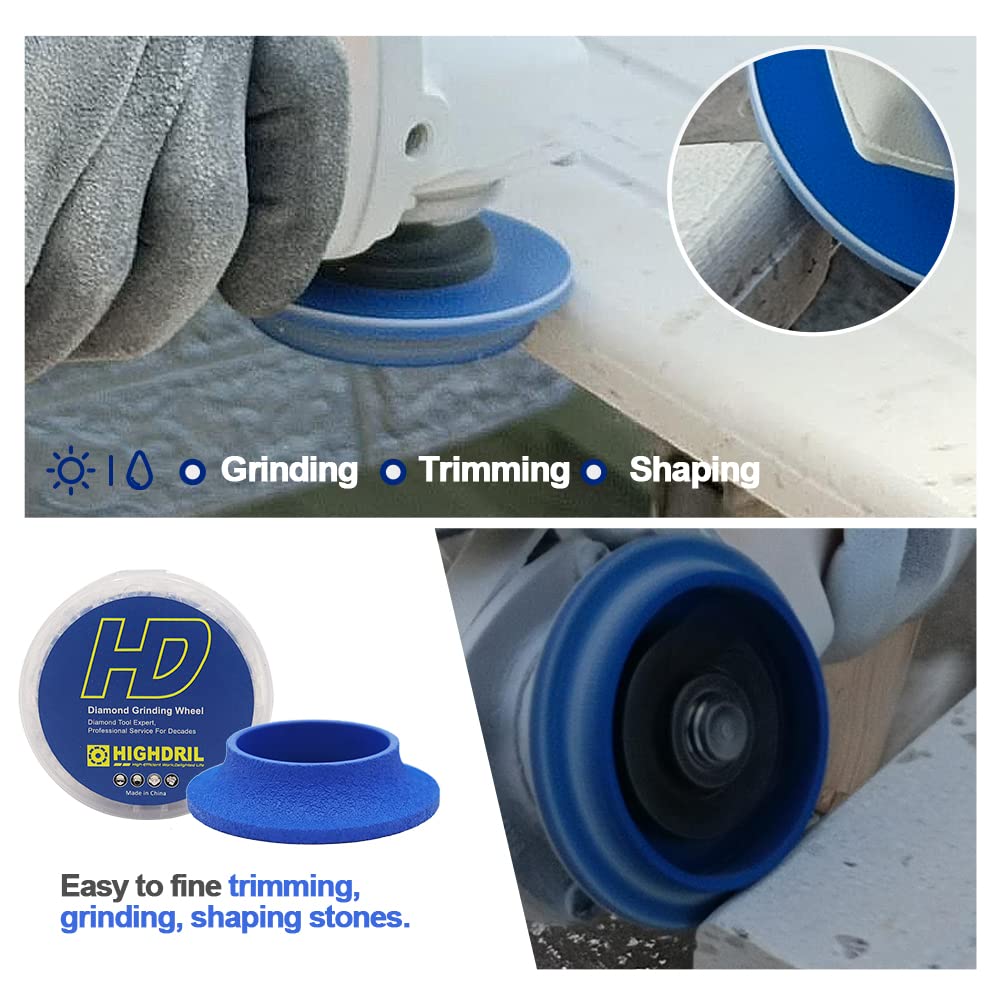 Diamond Profile Wheel 3 Inchx7/8"x15mm, HIGHDRIL Demi-bullnose Edge Abrasive Grinding Wheel Vacuum Brazed Diamond Grinding Disc for Tile,Quartz,Marble,Granite,Ceramic,Artificial Stone