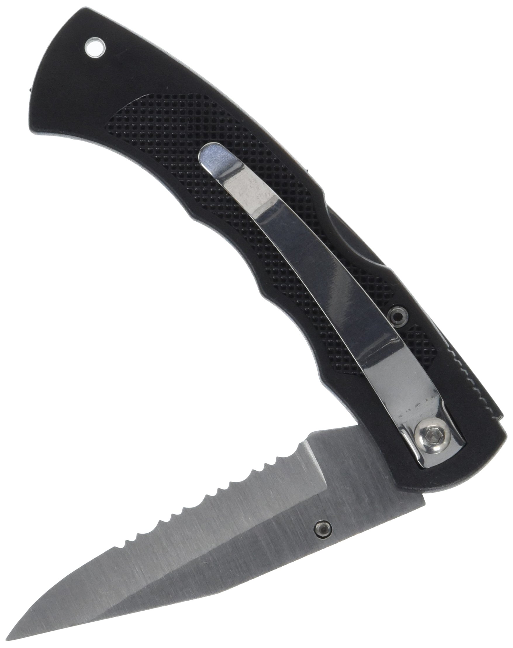 Dimension 9 Tristan Laser Engraved Alder Wood Personalized Lock Back Folding Pocket Knife with Clip, Black