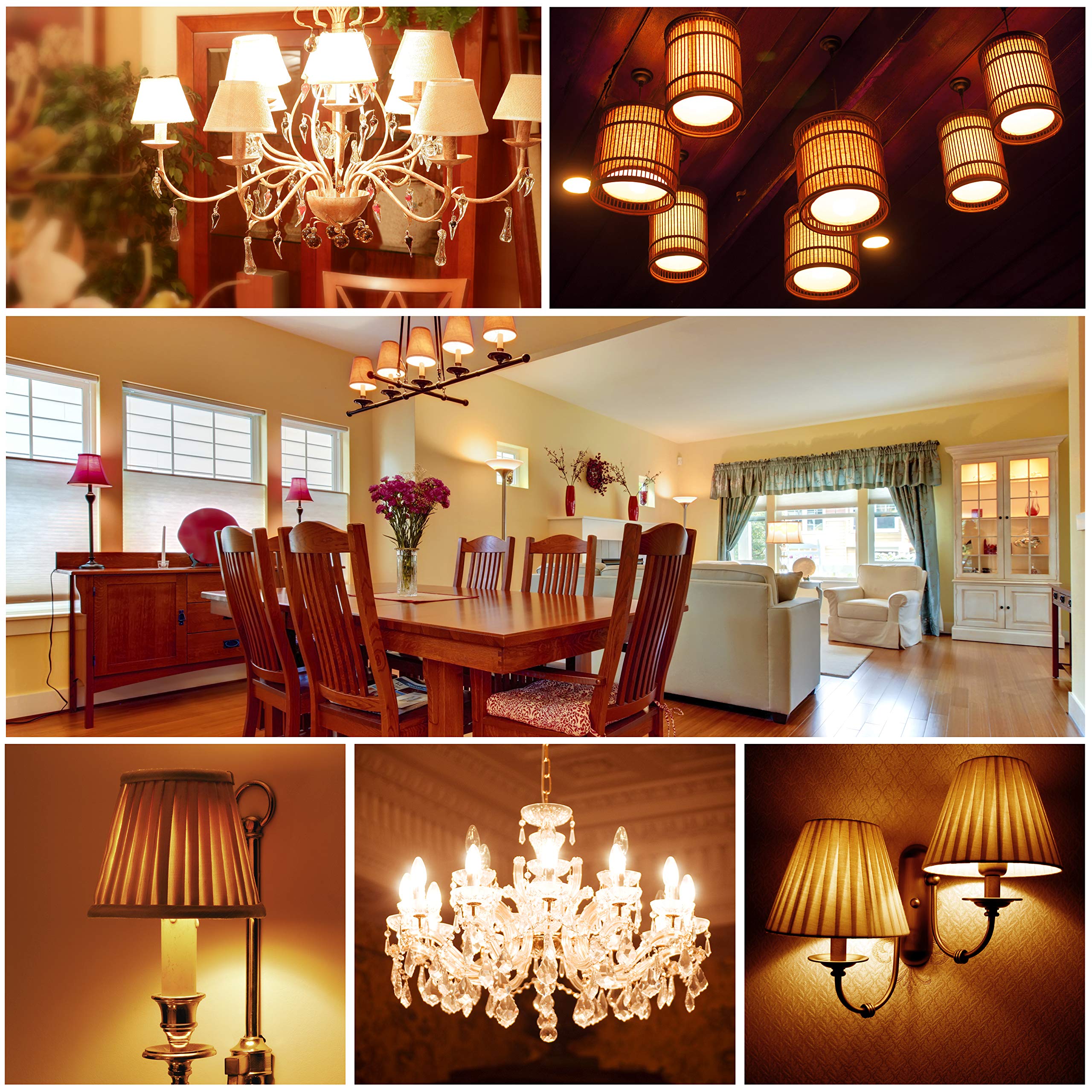 Dimmable B11 E12 LED Candelabra Base Bulbs – 4 Filament Vintage Style - 4.5 Watt Equivalent 40W Incandescent Bulb - Warm White 3000K - Chandelier led Night Bulbs – Clear - Pack of 12