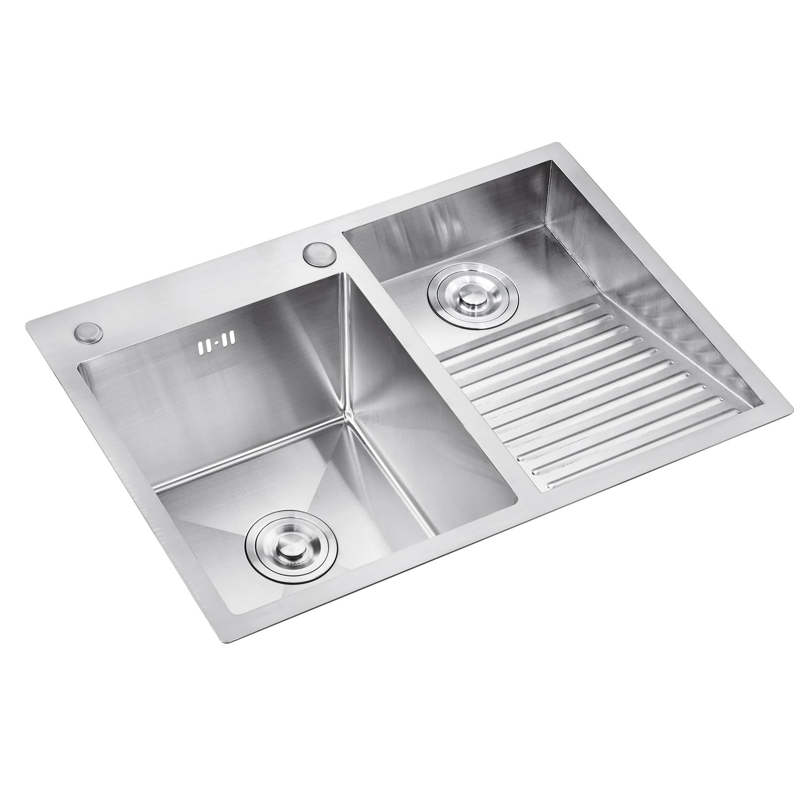 KOYGIMNDR Stainless Steel Laundry Tub Balcony Household Wash Basin with Washboard Kitchen Sinks Bathtub Single Bowl Easy to Clean Double Sink Laundry Pool (Color : Left, Size : 60x48cm)