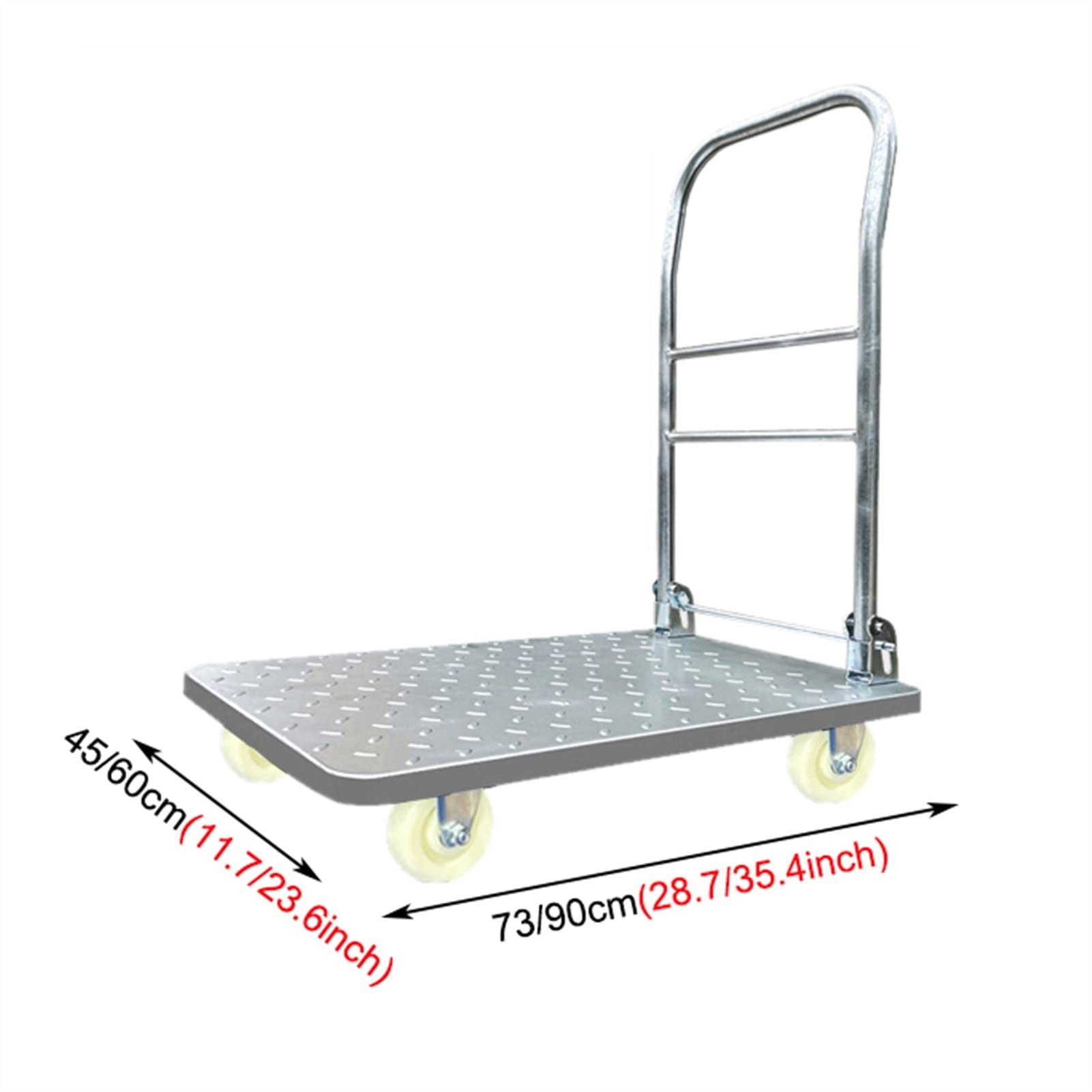 Generic Push carts on Wheels Heavy Duty, Hand Truck Foldable with castors, Multifunction Folding cart Made of Steel, Stable and Ergonomic (Color : B, Size : 90 * 60cm)