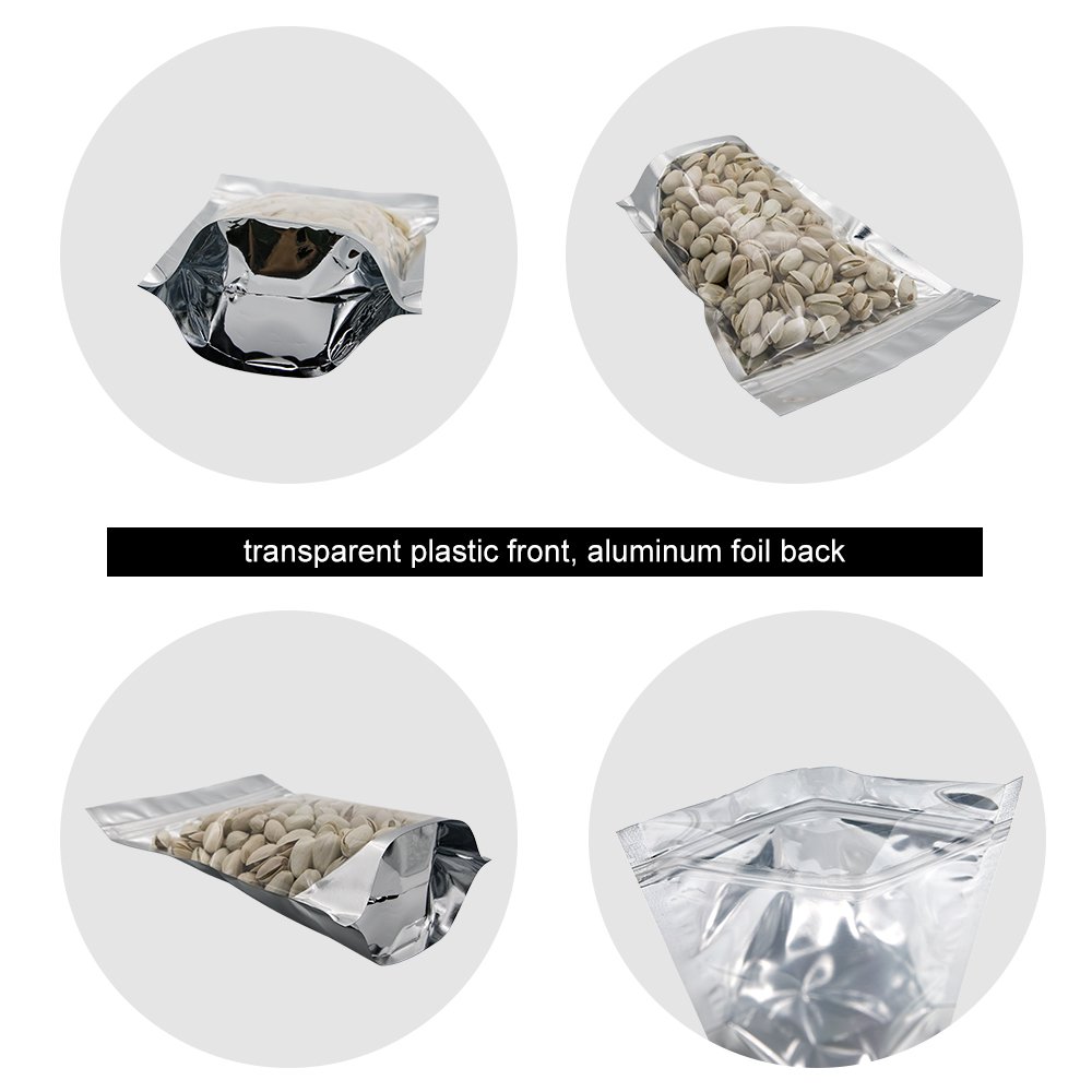 GooGou Resealable Zip Mylar Bag Food Storage Aluminum Foil Bags Smell Proof Pouches 5.5x7.9" 100pcs