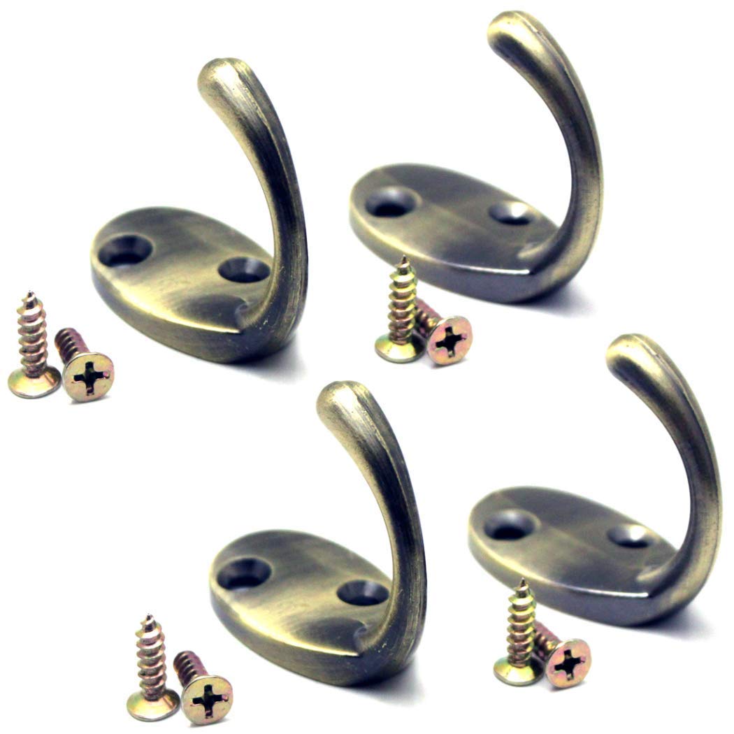 Ktdzone Coat Hooks Wall Mounted Robe Hook Single Coat Hanger with Screws Bronze 4Sets