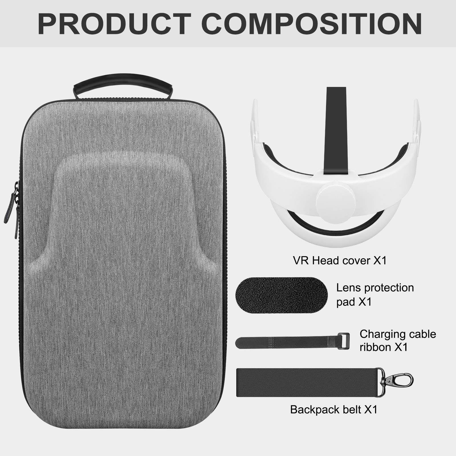 Esimen All-in-one K3 Head Elite Strap for Oculus Quest 2 with Carrying Case Accessories Set,Comfort Foam Pad Strap, Enhanced Comfort and Playtime in VR(Gray)