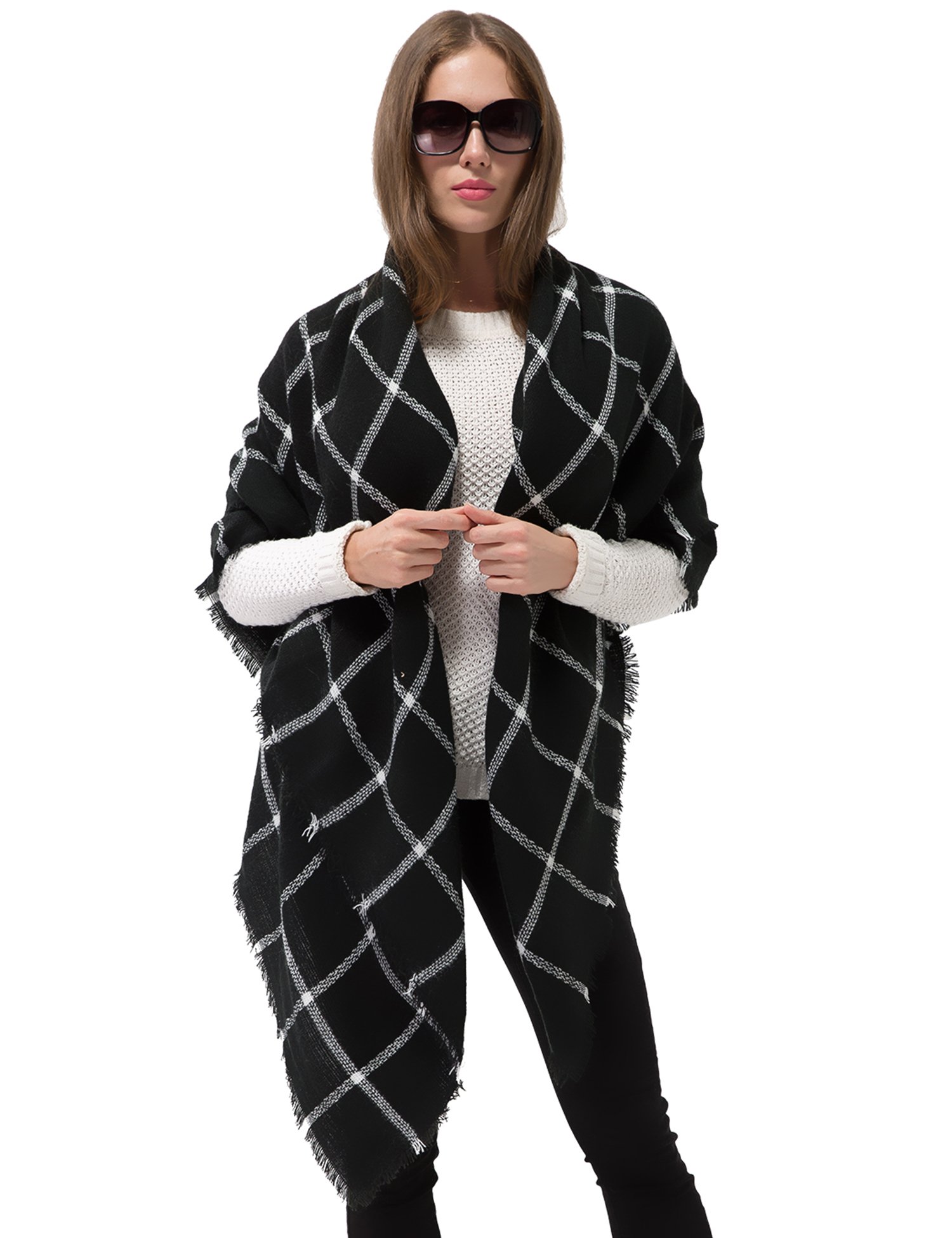 Dimore Trendy Plaid Blanket Scarf Women Big Oversized Long Scarves Warm Winter Tartan Checked Shawl Wrap Scarf Gift…