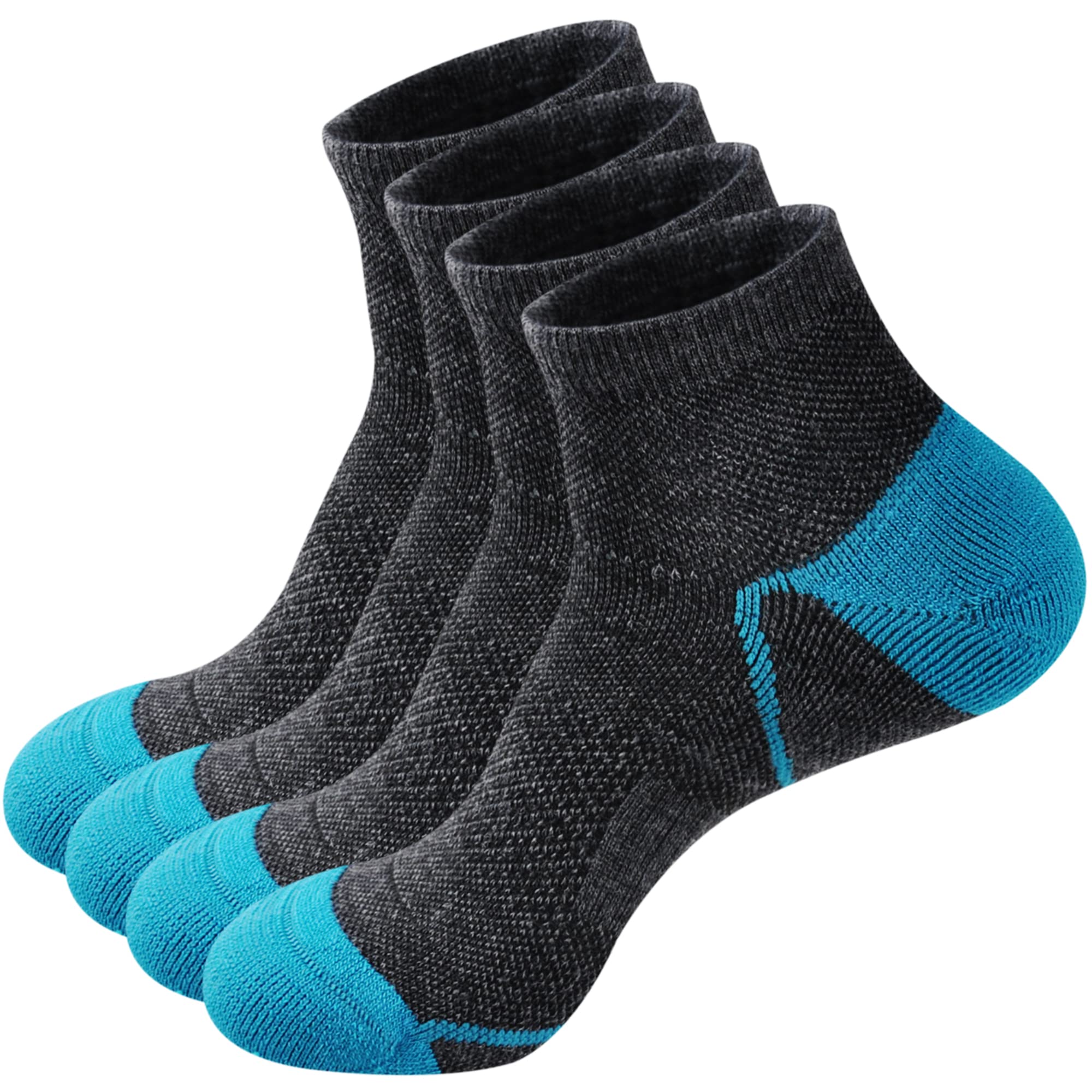 ECOEY Women's Merino Wool Running Golf Athletic Ankle Socks 4 Pairs (Mix-color, 9-11)