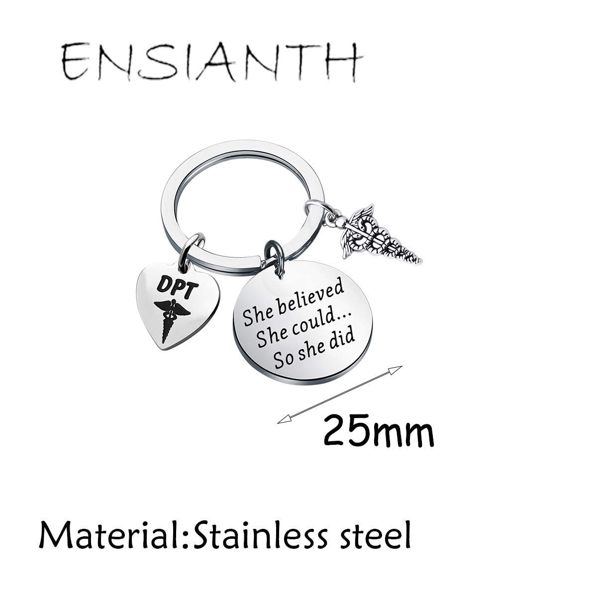 ENSIANTH DPT Gift Doctor of Physical Therapy Keychain She Believed She Could So She Did DPT Graduation Gift (DPT She Believed KR)