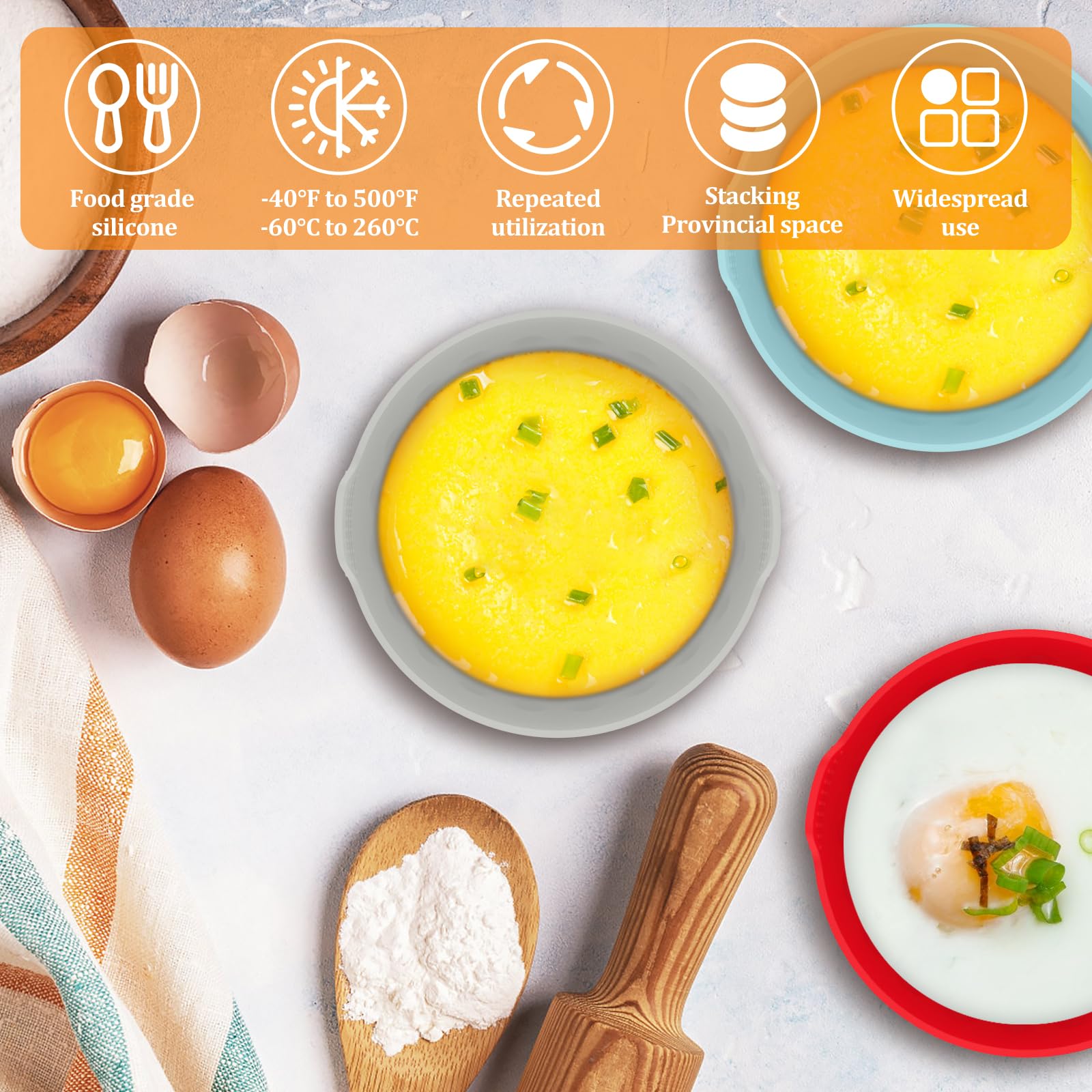 KTZCTPCA 9Pcs Silicone Air Fryer Egg Mold, Reusable Nonstick Egg Bites Pan Alternative, Egg Boiler Mold Cup, BPA Free, Dishwasher Safe Poached Egg Cups for Microwave Air Fryer Stovetop Egg Cooking