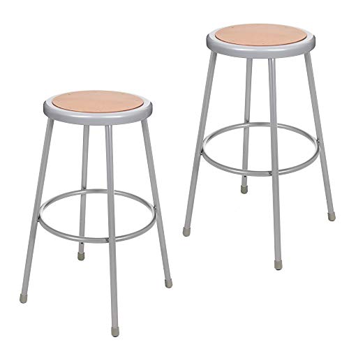 OEF Furnishings (2 Pack) Steel Stools, Grey, 30" High, No Assembly Required