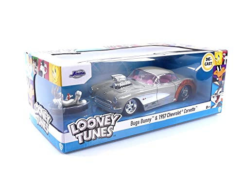 Looney Tunes 1:24 1957 Chevrolet Corvette Die-cast Car & 2.75" Bugs Bunny Figure, Toys for Kids and Adults