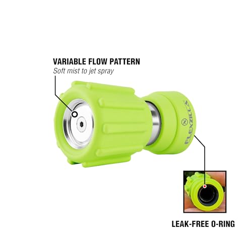 Flexzilla Garden Hose Nozzle - Heavy Duty Twist Action, NFZG62, ZillaGreenâ˘