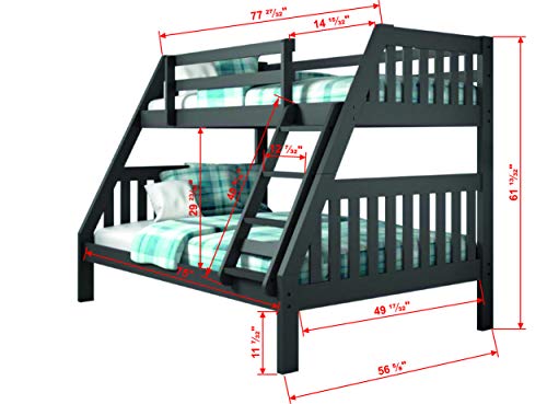Donco Kids Austin Mission Twin Over Full Dark Grey Bunkbed with Twin Trundle