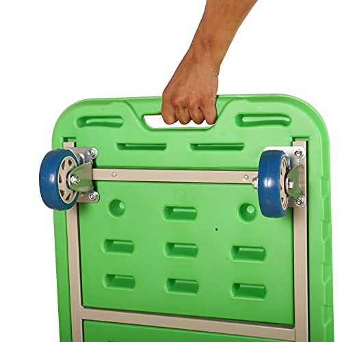Generic Cart Foldable Platform Truck Plastic Deck Metal Handle Folding Push Cart for Moving Silent Wheels Trolley Fit Outdoor Indoor Transport Platform Truck Cart (Size : White-Mute)