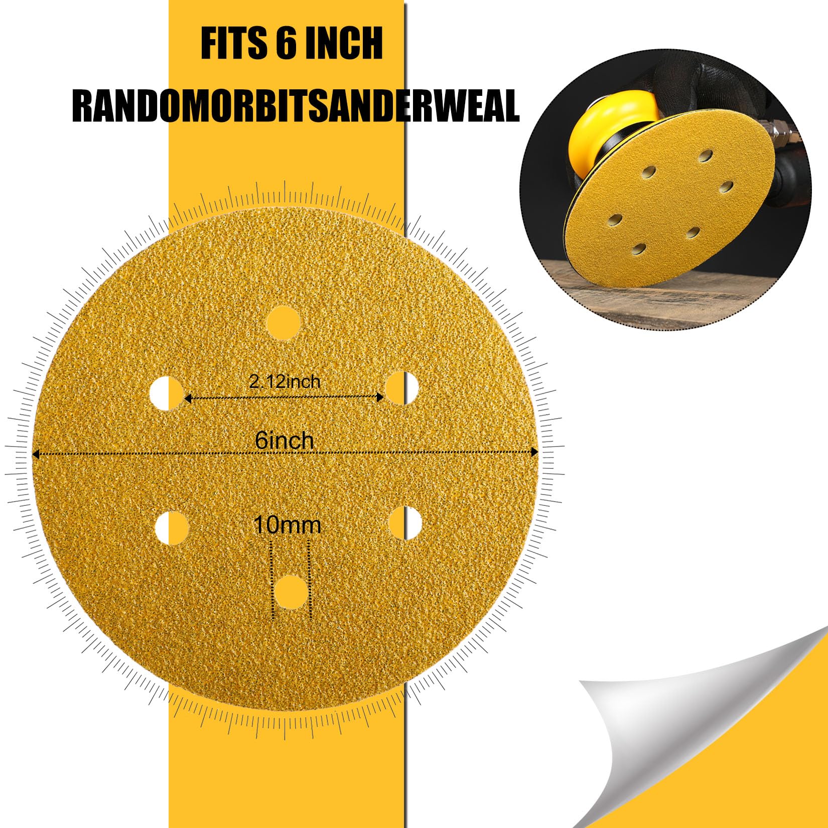 Keeimp 6 Inch Sanding Discs Hook and Loop, 80 120 220 320 400 Grit Sandpaper Disc for Orbital Sander, Professional for Automotive and Woodworking, 100 Pack(20 Pack for Each Grit)