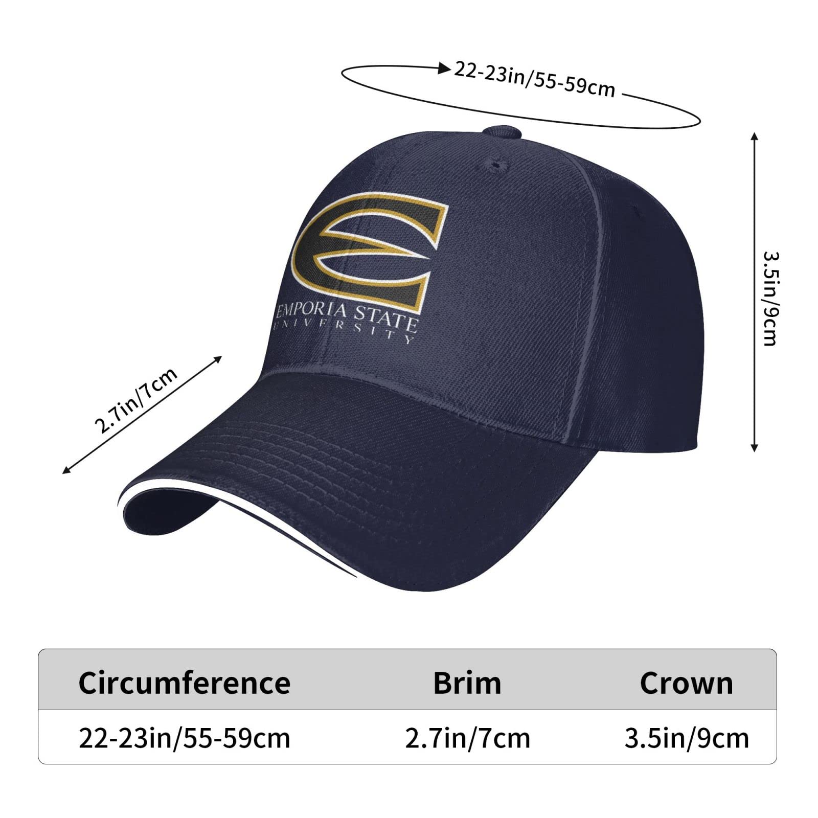 Emporia A State University Logo Sandwich Cap Unisex Classic Baseball Capunisex Adjustable Casquette Dad Hat Navy Blue