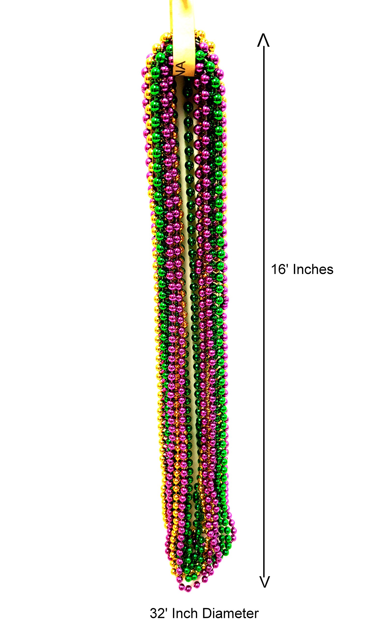 Dondor Metallic Beaded Necklaces, Mardi Gras Necklaces, Festive Necklace Multi Packs (72 Piece Pack)